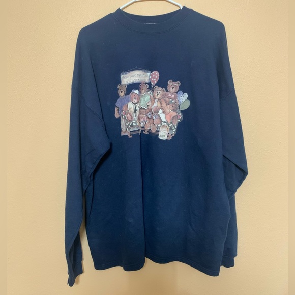Hanes | Sweaters | Hanes Cotton Select Navy Blue Grandma Sweater With ...